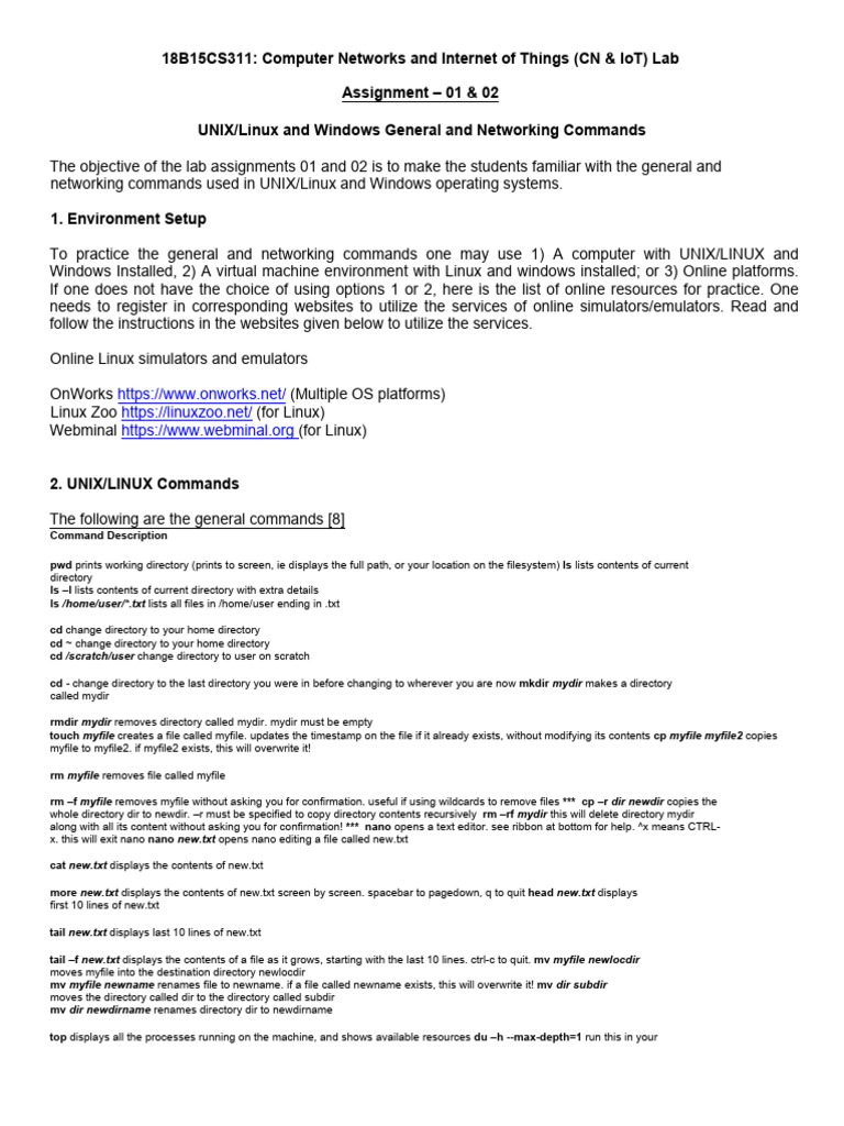 CNIOT Lab Assignment | PDF | Computer Network | Internet Protocols