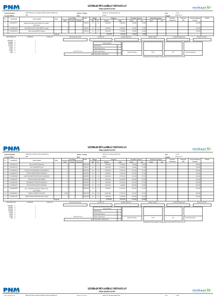 LembarPenagihanMingguan (LPM) 2 15 2024 | PDF