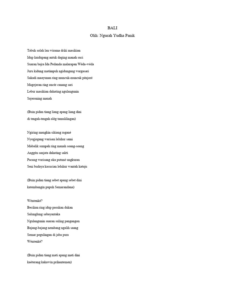 Puisi Bali | PDF