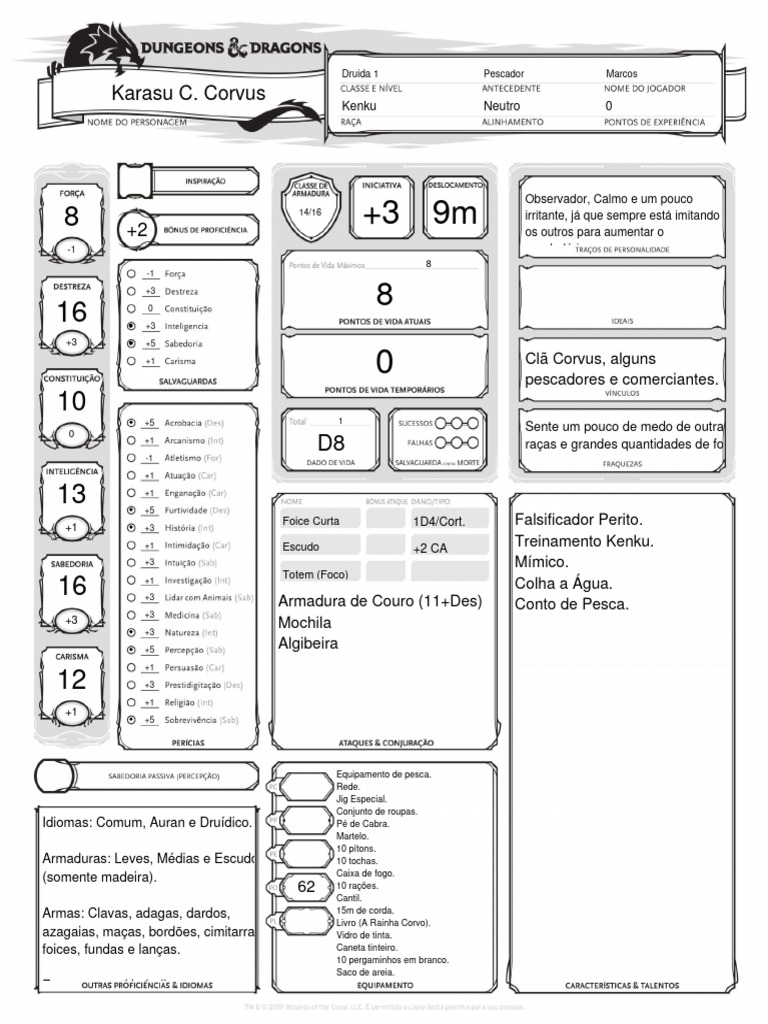 Ficha Oficial D&D 5E Editável-1 | PDF