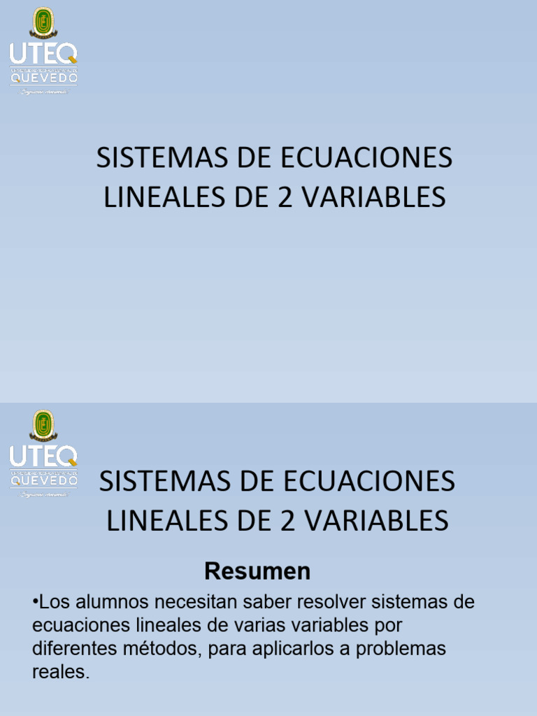 Métodos para Resolver Ecuaciones Lineales | PDF | Sistema de ecuaciones ...