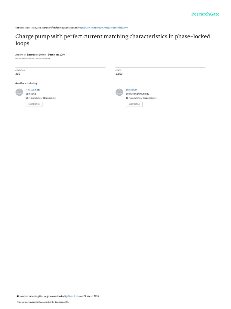 Charge Pump With Perfect Current Matching Characte | PDF | Telecommunications Engineering ...
