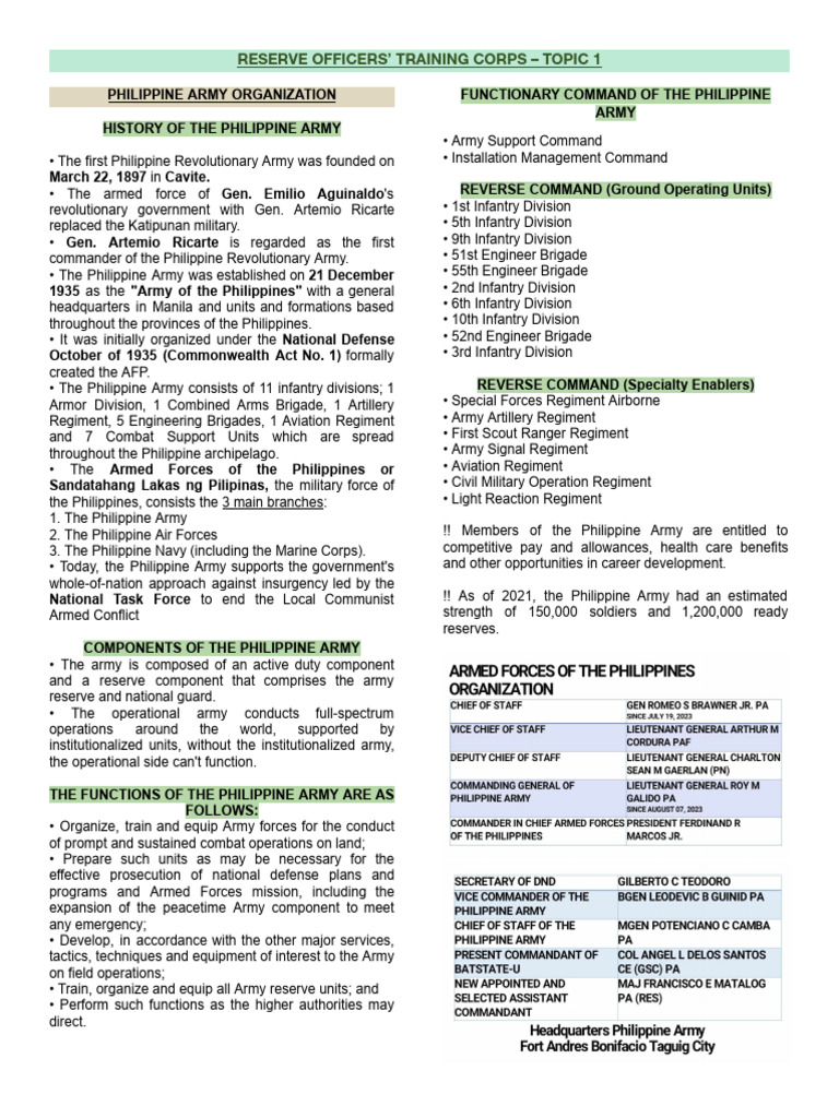 ROTC MS2 1st Topic | PDF | Regiment | Brigade