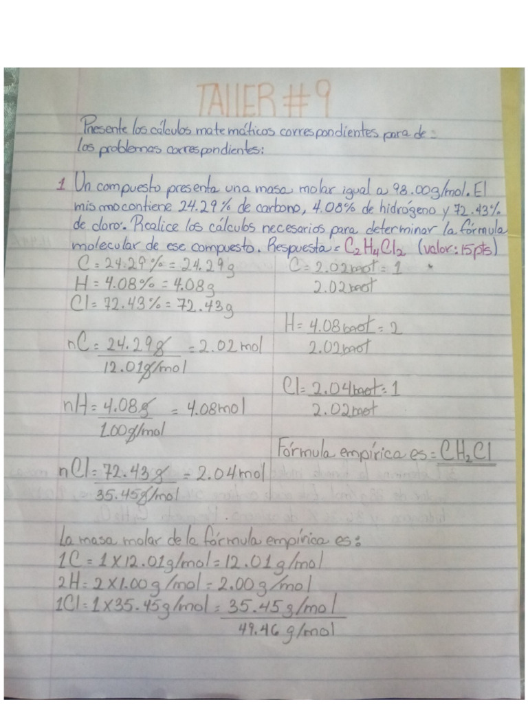 Ejercicios de Moles | PDF