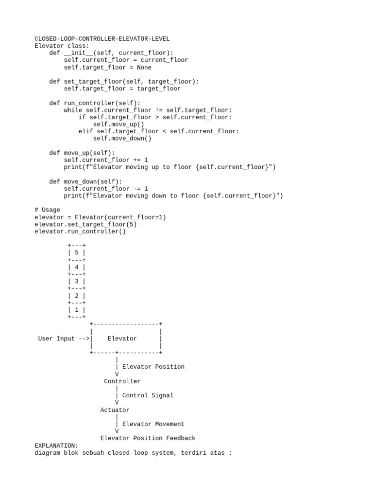 Closed Loop Controller Elevator Lev Pdf 