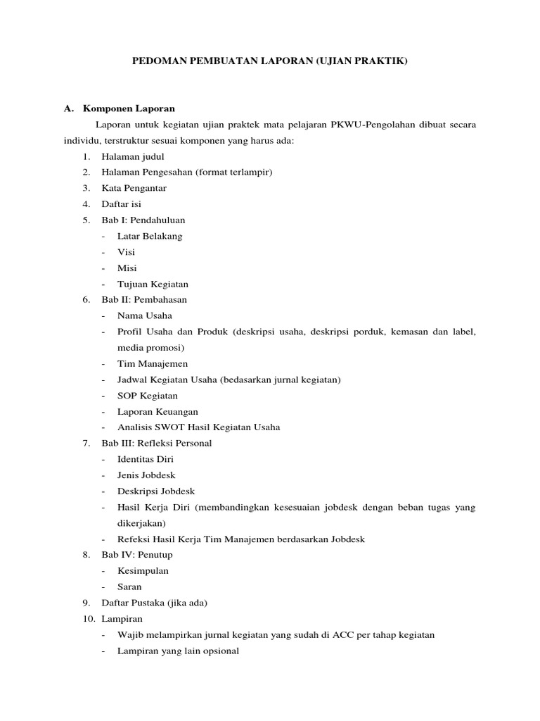 Pedoman Pembuatan Laporan | PDF