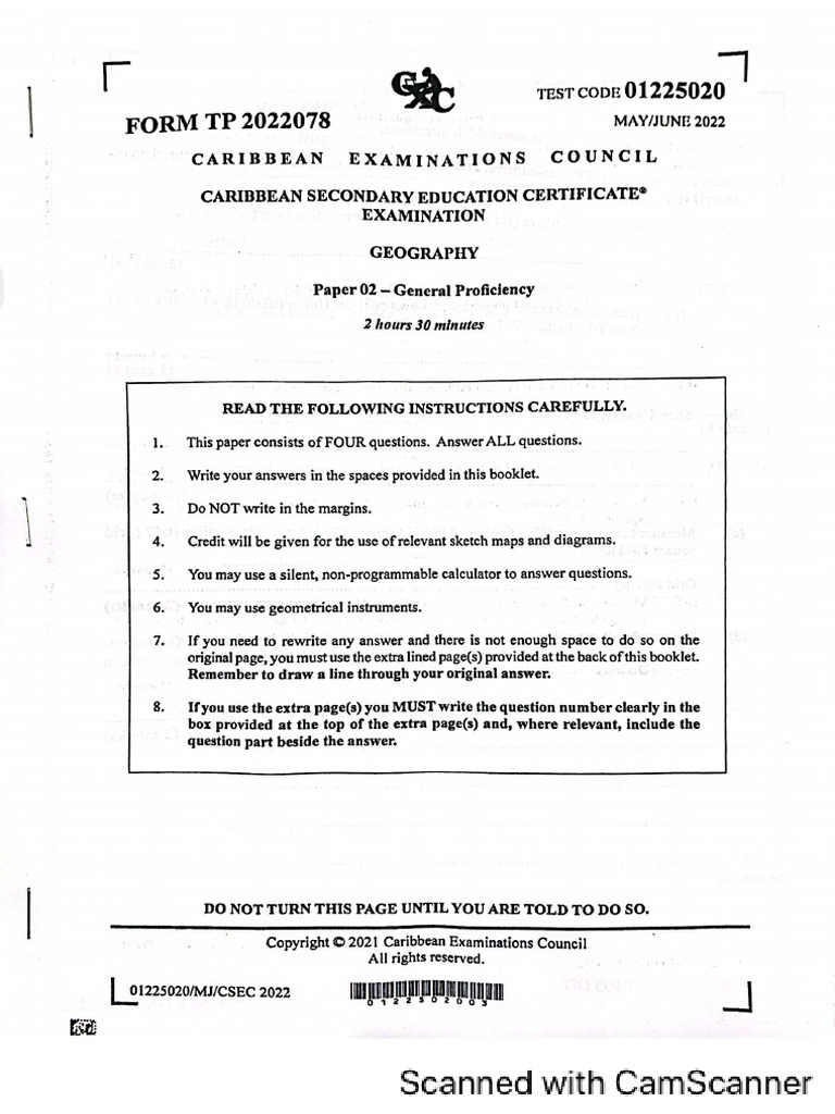 Geography June 2022 Paper 2 | PDF | Erosion | Coral Reef