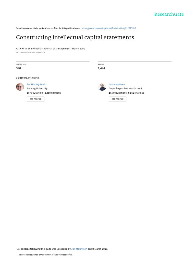 Constructing Intellectual Capital Statements | PDF | Book Value ...