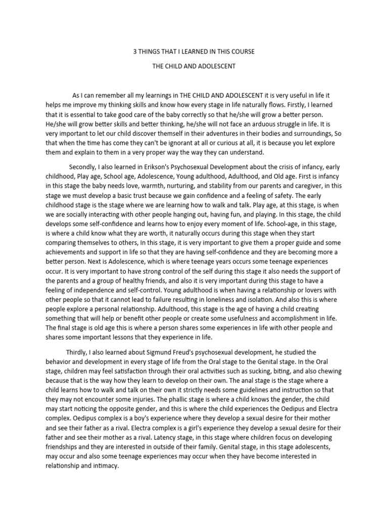 3 Things That I Learned in This Course | PDF | Psychology | Family