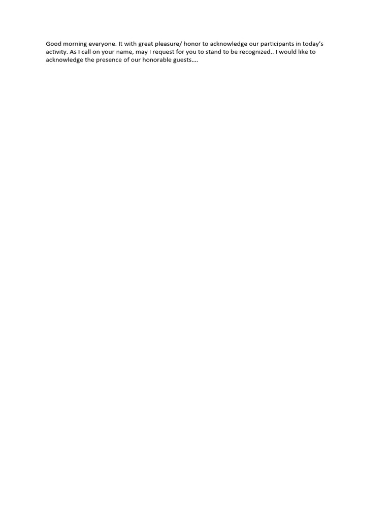 Acknowledgement of Participants | PDF