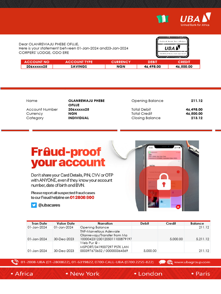 My Bank Statement | PDF | Debits And Credits | Service Industries