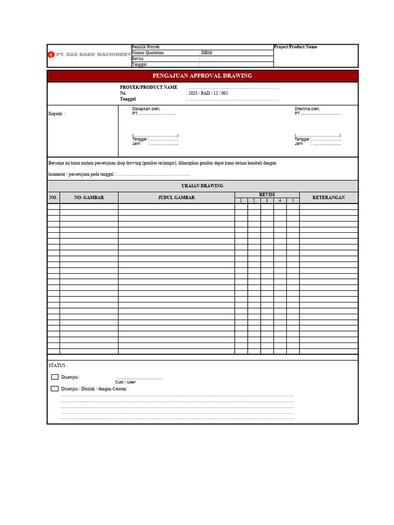 Approval Drawing Form | PDF