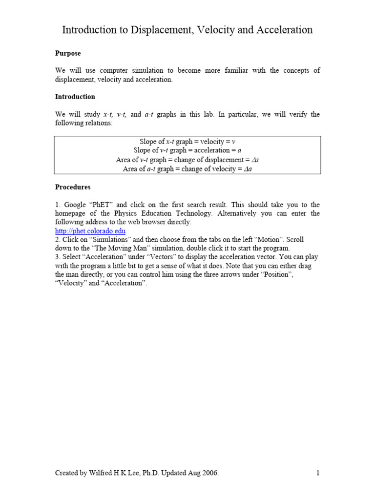 Moving Man | PDF | Velocity | Acceleration