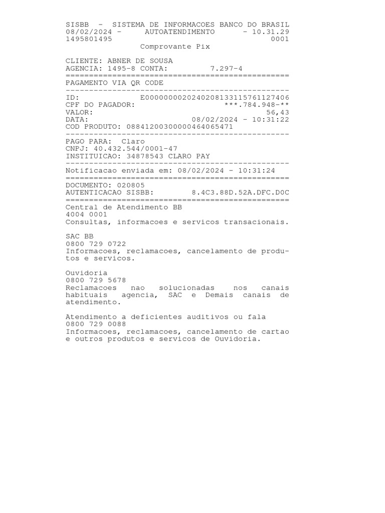 Comprovante 08-02-2024 103131 | PDF Comprovante 08-02-2024 103131 | PDF