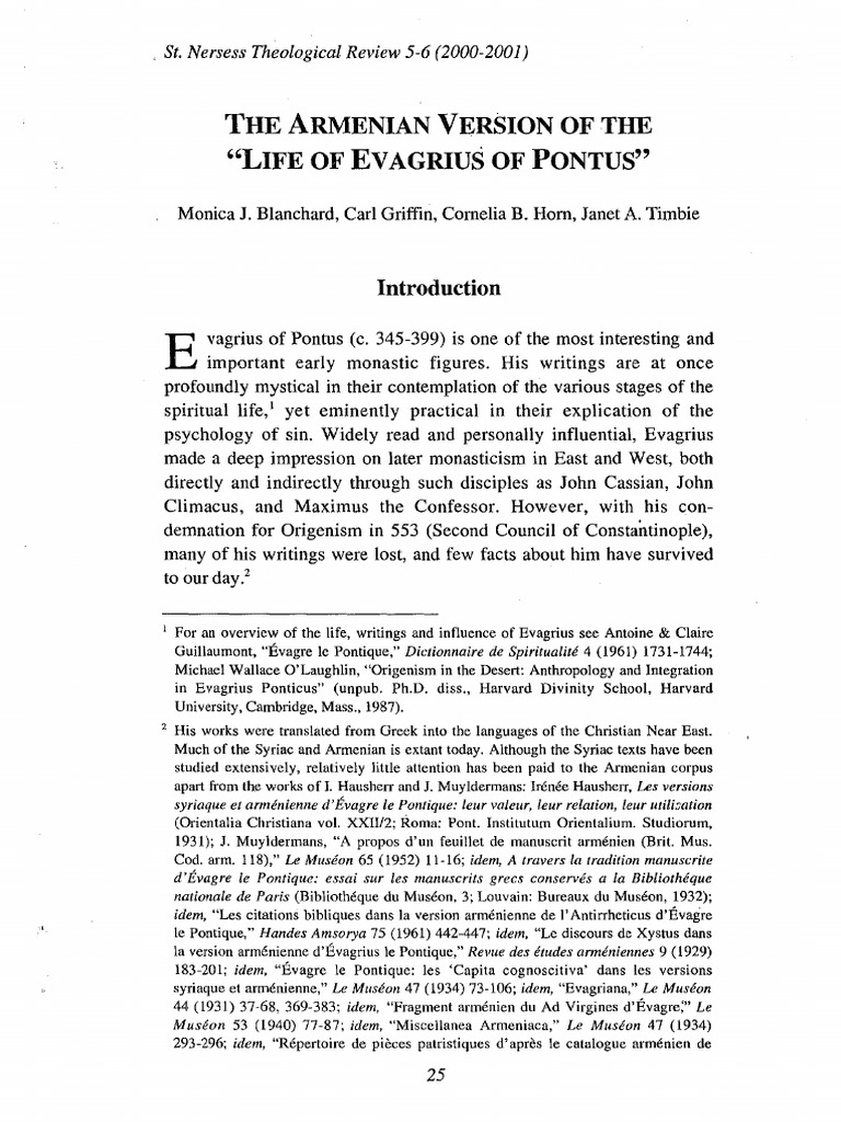 Armenian Evagrius: A Unique Perspective | PDF | Eucharist | Jesus