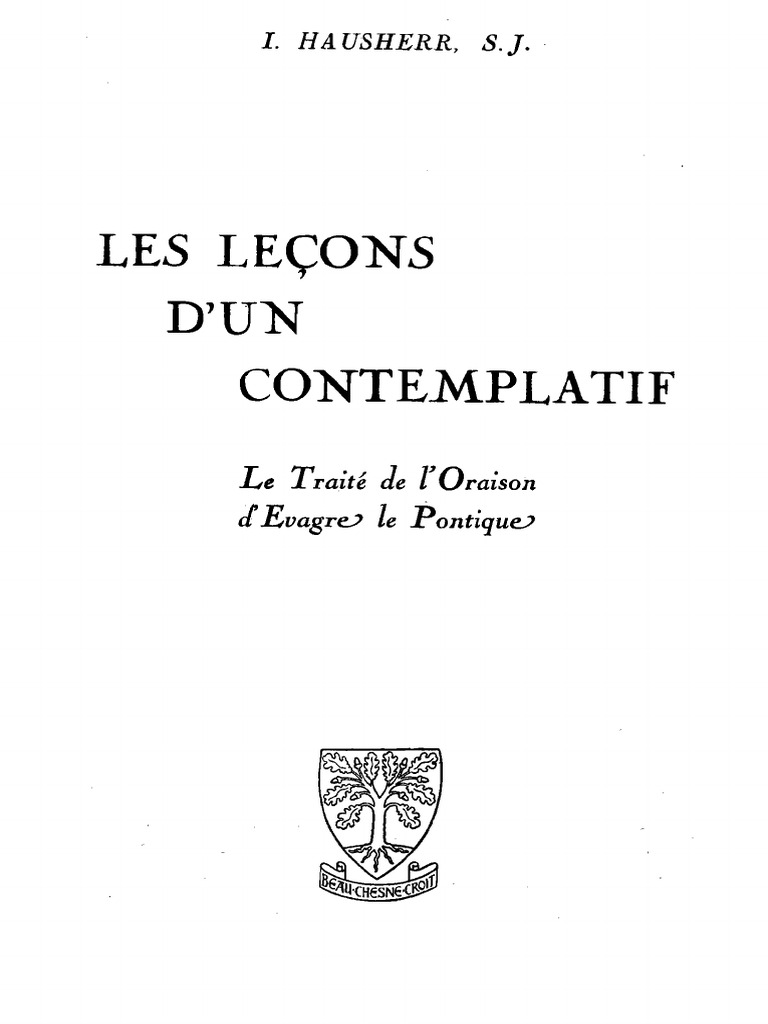 Evagre Traite Priere Hausherr Lecons Contemplatif | PDF