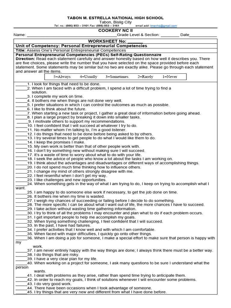 1st Quarter Grade 9 Cookery Worksheet | PDF | Sink | Refrigerator