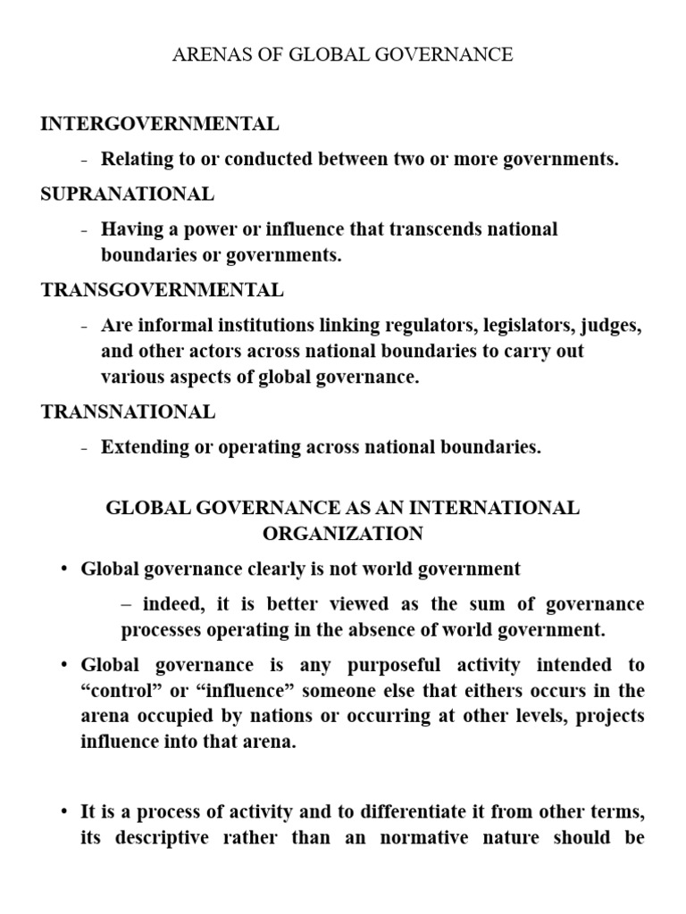 Global Governance and Organizations | PDF | Governance | Global Governance
