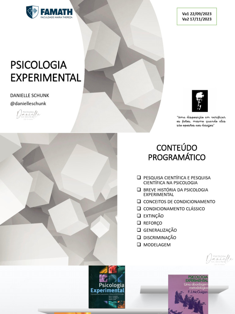 Psicologia Experimental Parte I | PDF | Psicologia | Science