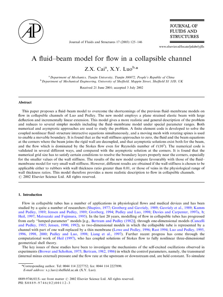 Flow Through Collapsible Channel - Reference | PDF | Finite Element Method | Beam (Structure)
