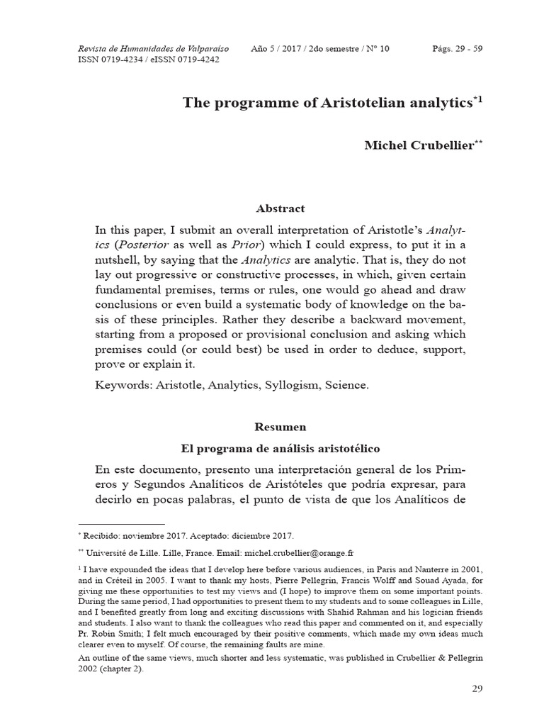 The_programme_of_Aristotelian_analytics | PDF | Deductive Reasoning ...