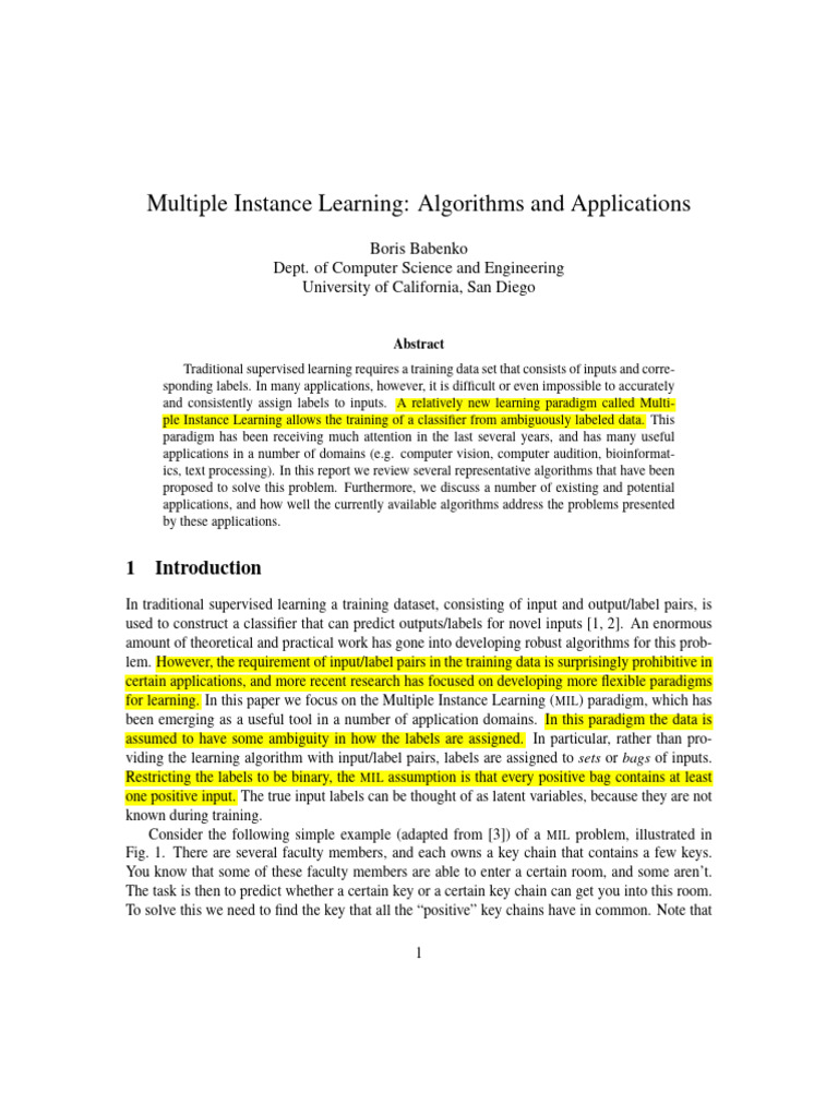 (Babenko2009) Multiple Instance Learning - Algorithms and Applications | PDF | Algorithms ...