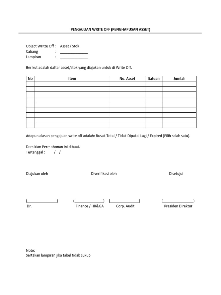 Pengajuan Write Off Aset dan Stok | PDF
