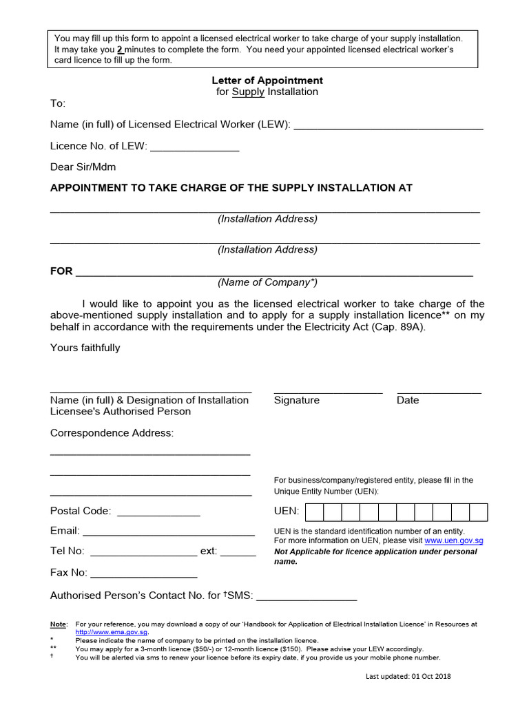 Appointment Letter for Electrical Supply | PDF | License | Service ...