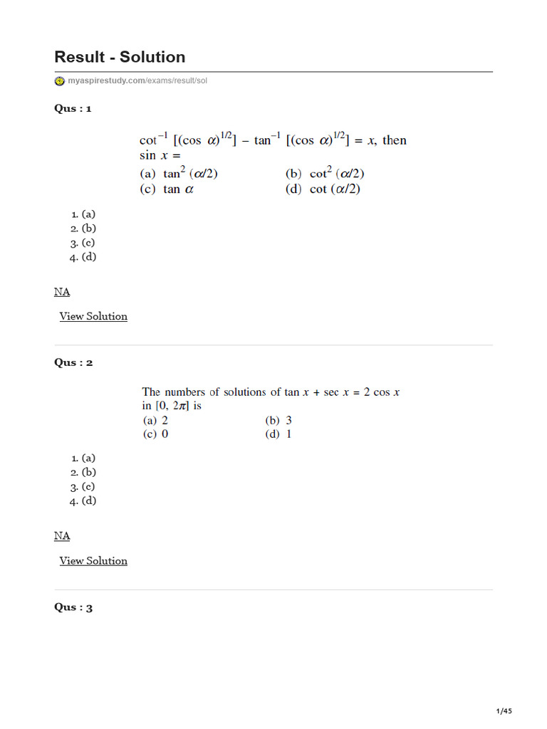 Result - Solution: 1. (A) 2. (B) 3. (C) 4. (D) | PDF | Computer Architecture | Theory Of Computation
