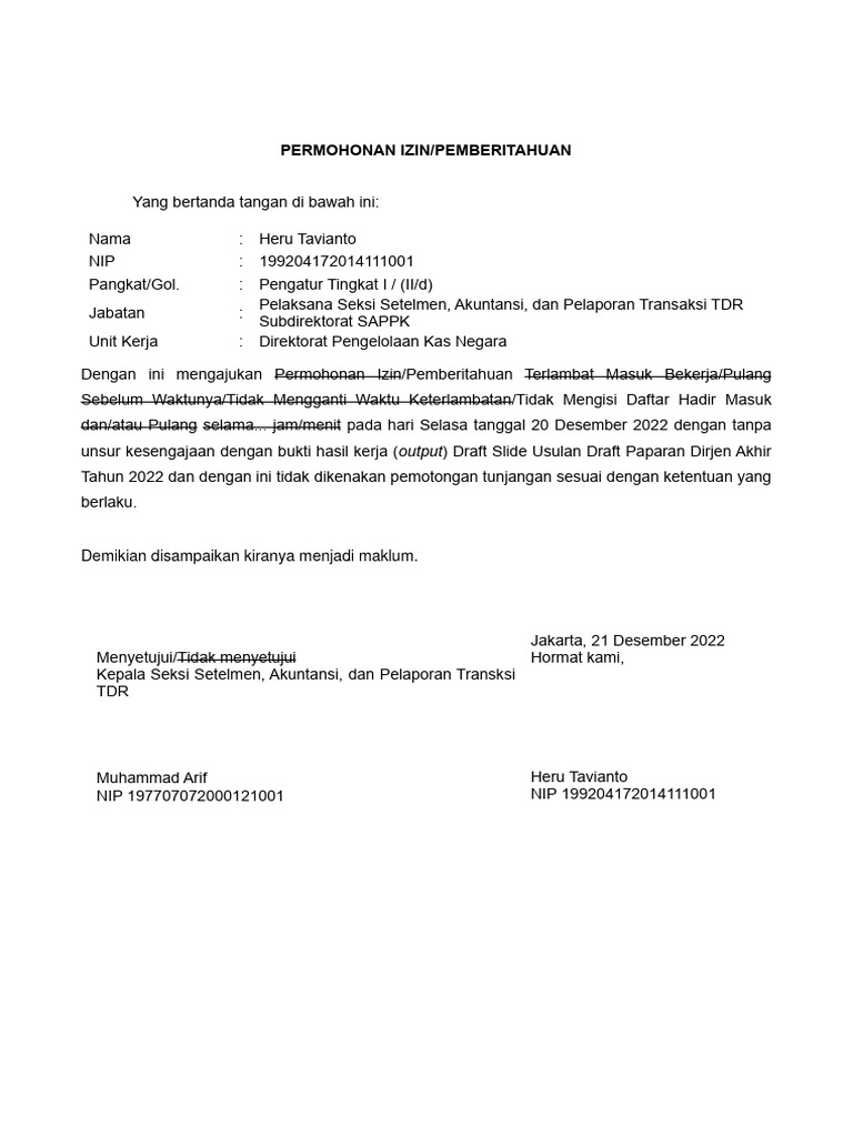 Lupa absen format | PDF