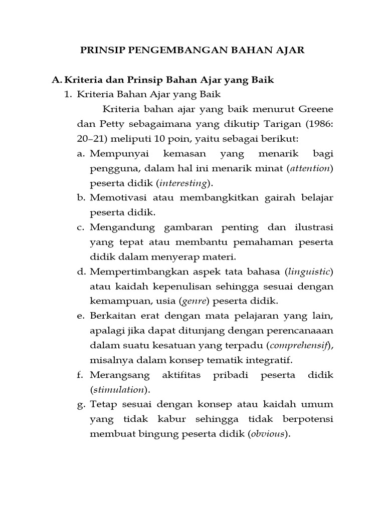 Prinsip Pengembangan Bahan Ajar | PDF