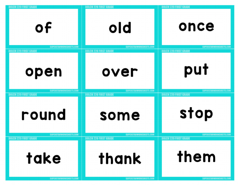 First Grade Sight Word Flashcards 3 | PDF