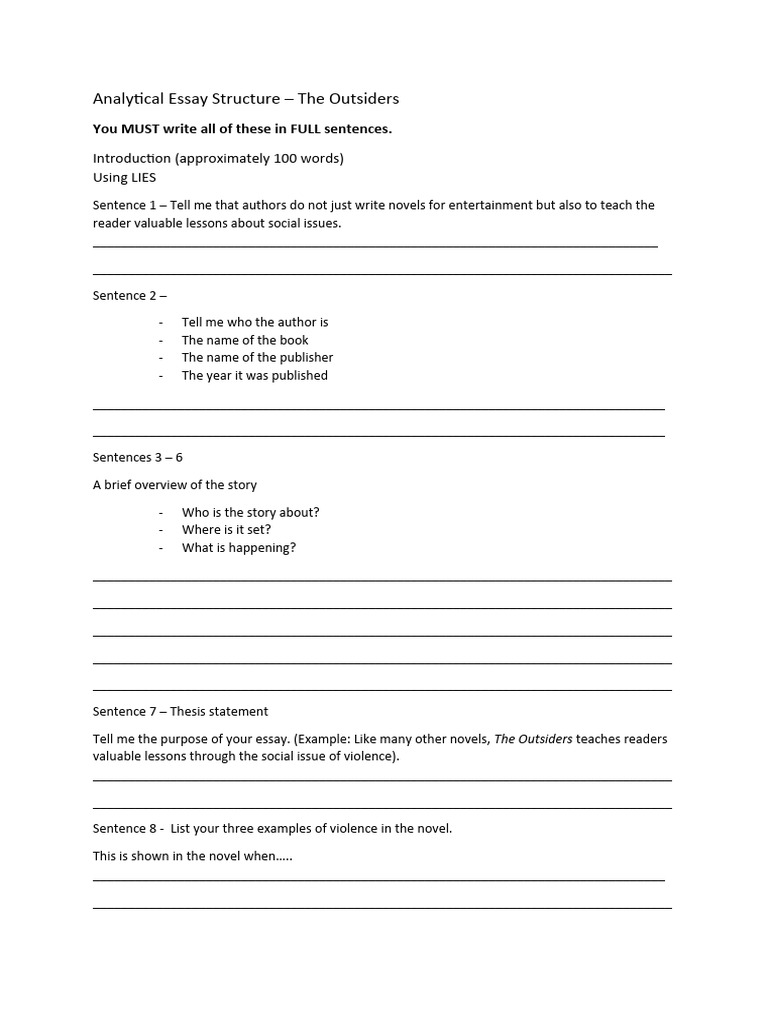 Year 9 Essential Analytical Essay Template | PDF | Essays