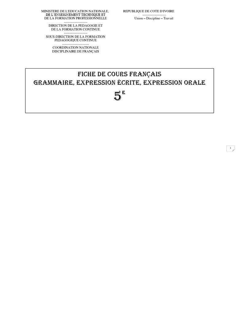 5 Eme | PDF | Phrase | Grammaire