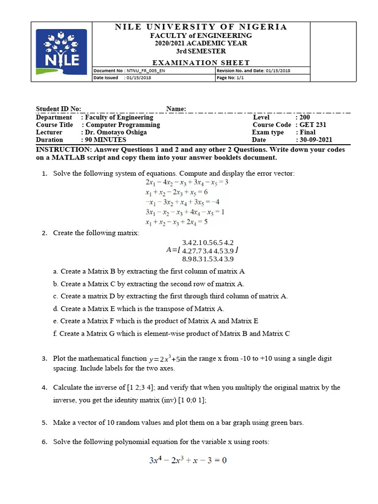 Computer Programming Exam Guide 2021 | PDF