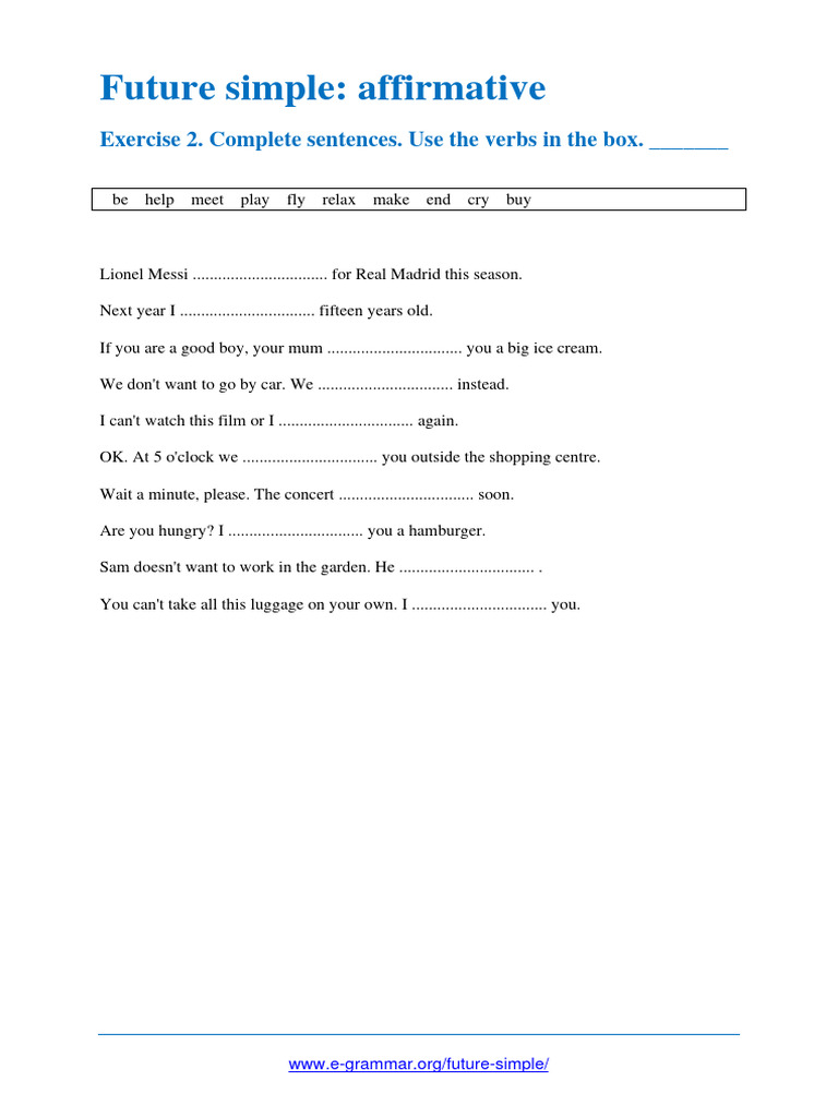 Future Simple Exercise 2 | PDF | Games & Activities | Language Arts ...