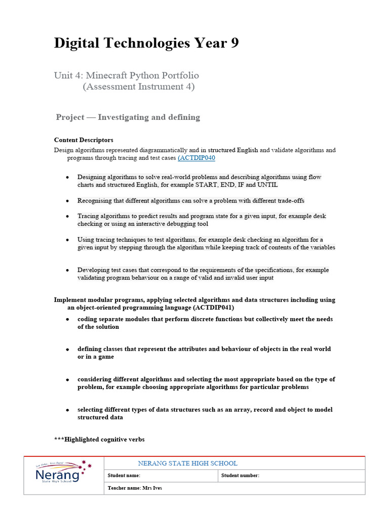 Year 9 Task 4 Assessment | PDF | Control Flow | Computer Program
