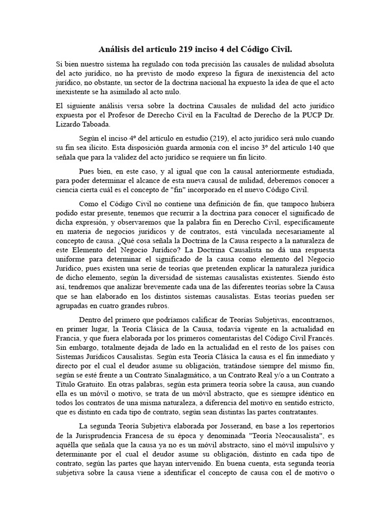 Analisis Del Articulo 219 Inciso 4 CCP | PDF | Nulo (ley) | Teoría