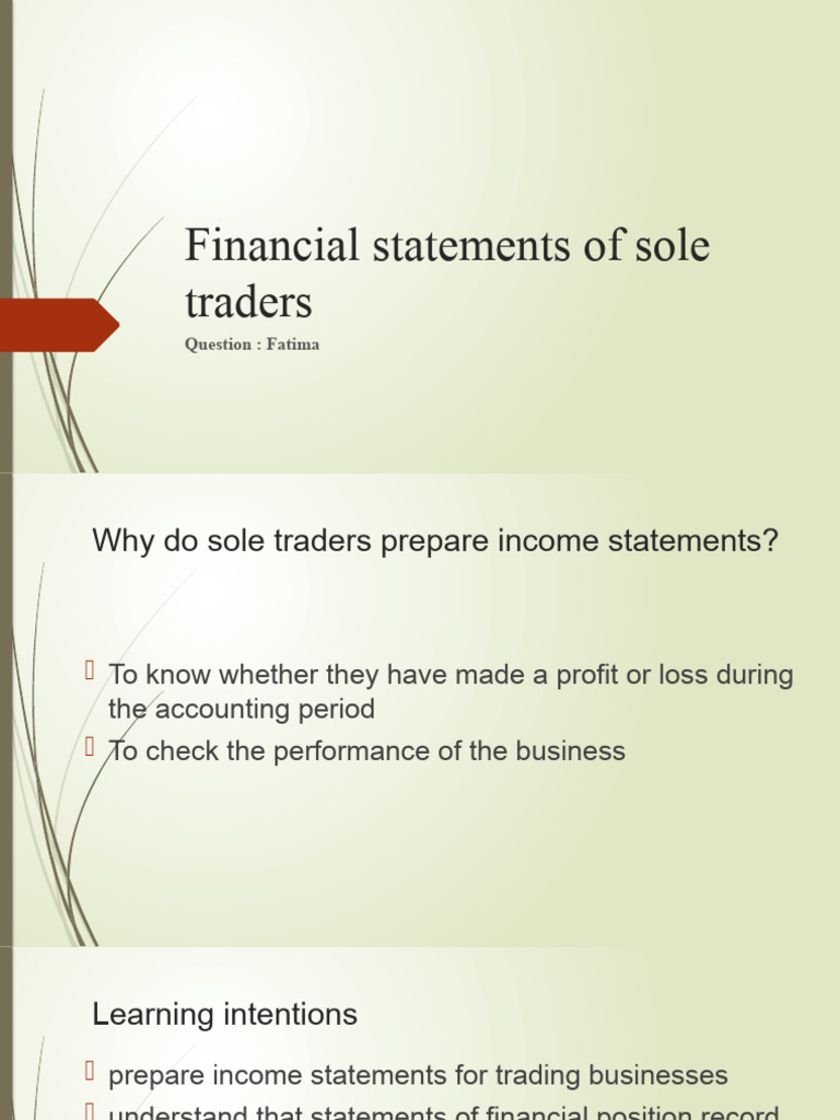 Financial Statements of Sole Traders | PDF | Balance Sheet | Expense