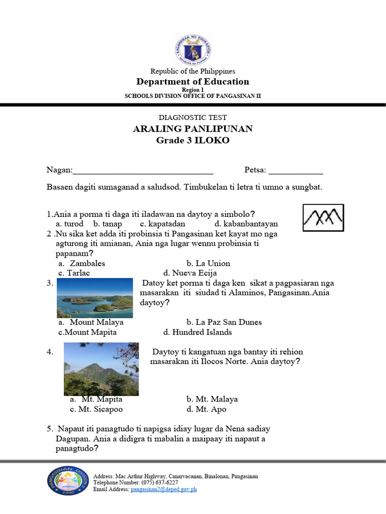 Diagnostic Test in AP 3 Final | PDF