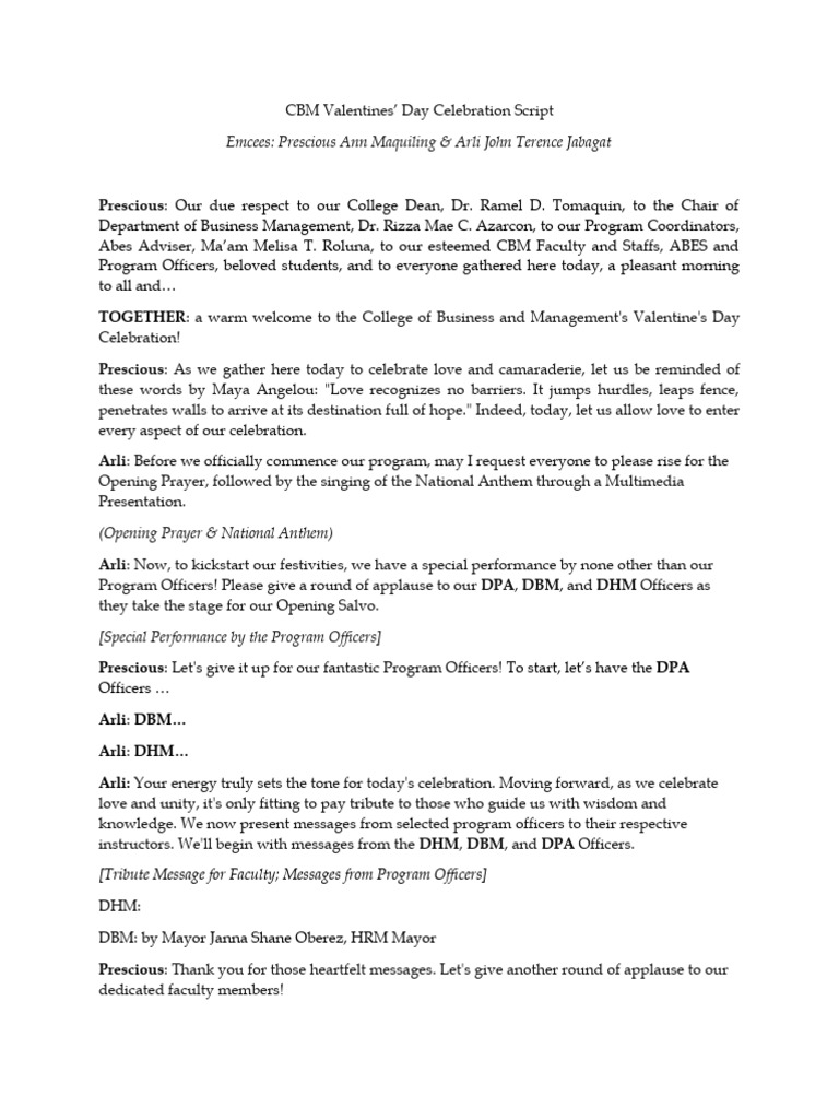 CBM Valentines Script | PDF