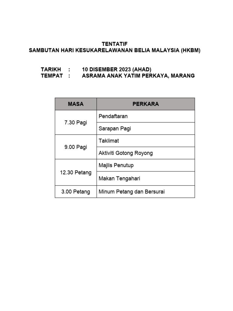Jadual Program | PDF