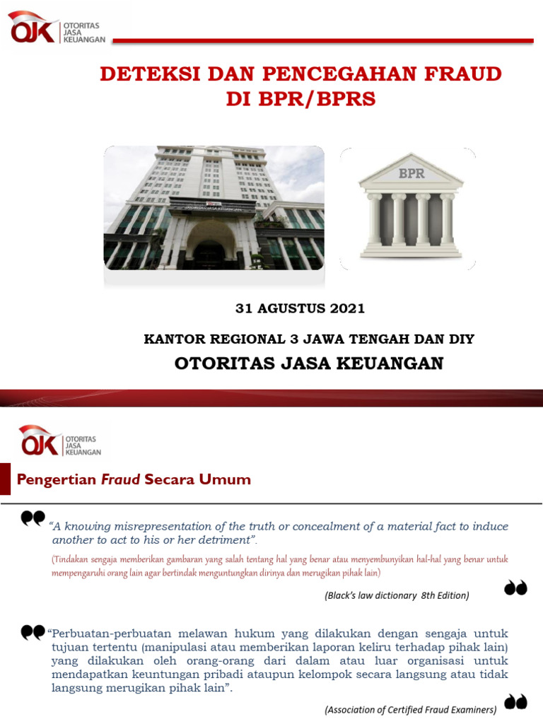 Deteksi Dan Pencegahan Fraud Di BPR - OJK | PDF