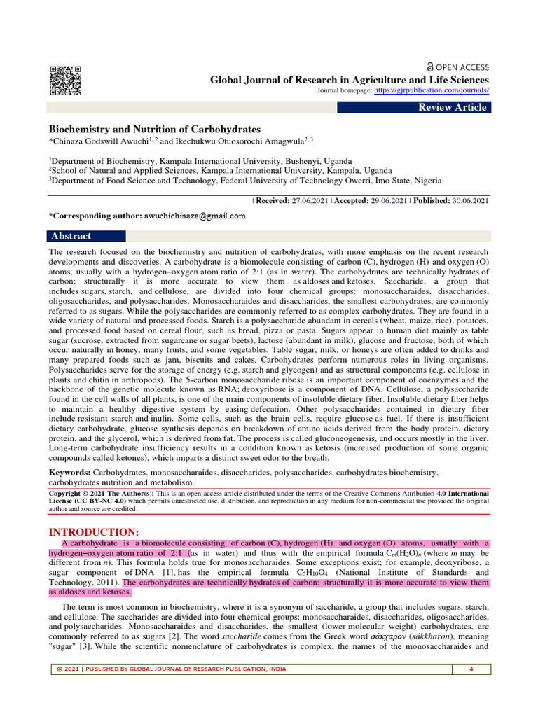 Awuchi Karbo 1 | PDF | Carbohydrates | Polysaccharide