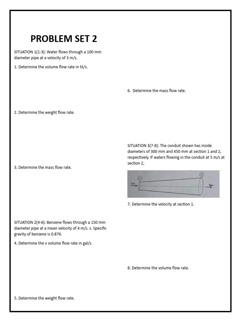 Hydraulics Chapter 2 Problem Set | PDF | Pump | Flow Measurement