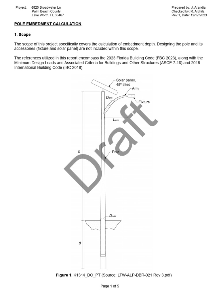 Pole Embedment (Lake Worth) Rev 1 | PDF | Applied And Interdisciplinary Physics | Mechanical ...