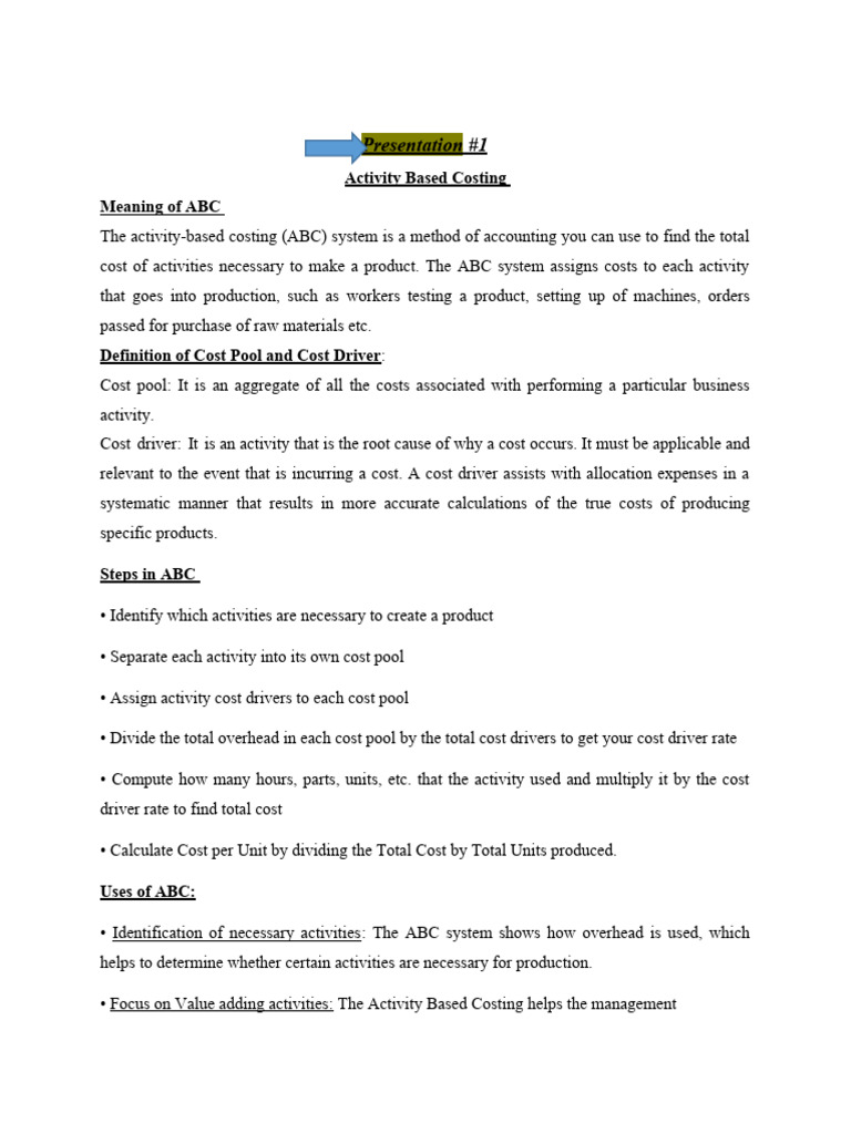 Activity Based Costing Explained | PDF | Cost | Management Accounting
