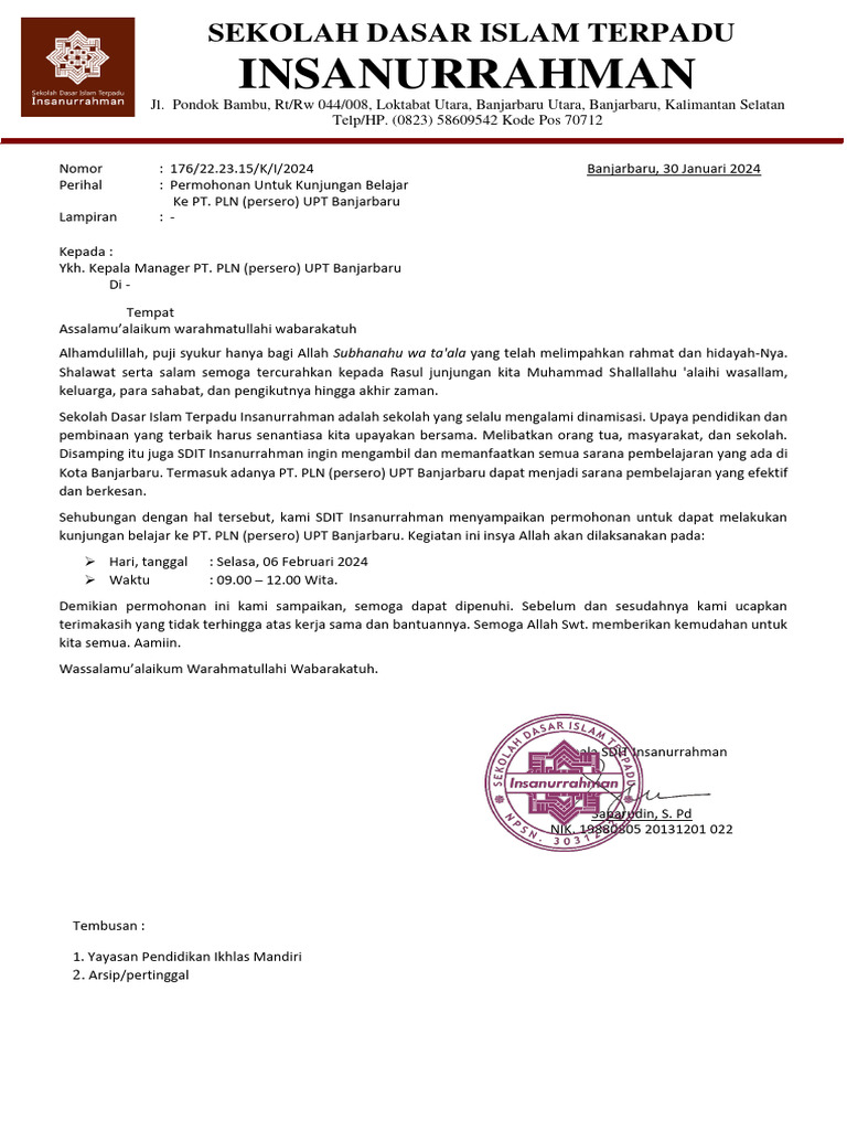Contoh Surat Visiting Ke PLN | PDF