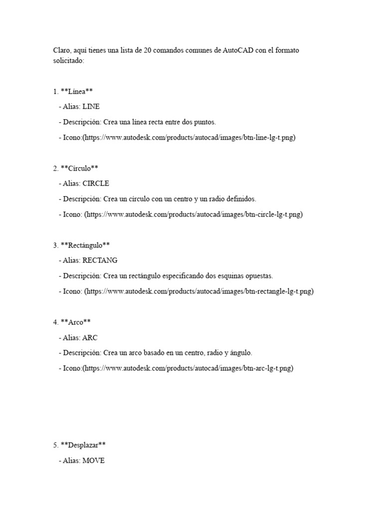 Lista de Comandos | PDF