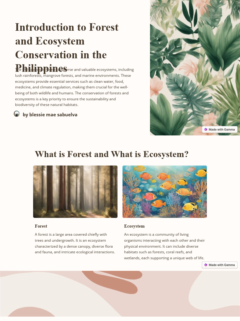 Introduction To Forest and Ecosystem Conservation in The Philippines ...